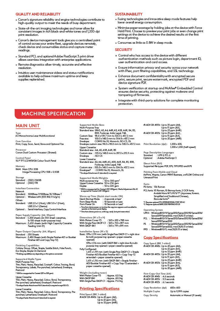 Máy photocopy Canon iR-ADV Dx 4945i
